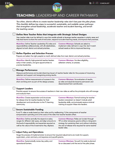Checklist: Creating Strategic Teacher Leadership Roles - Education ...